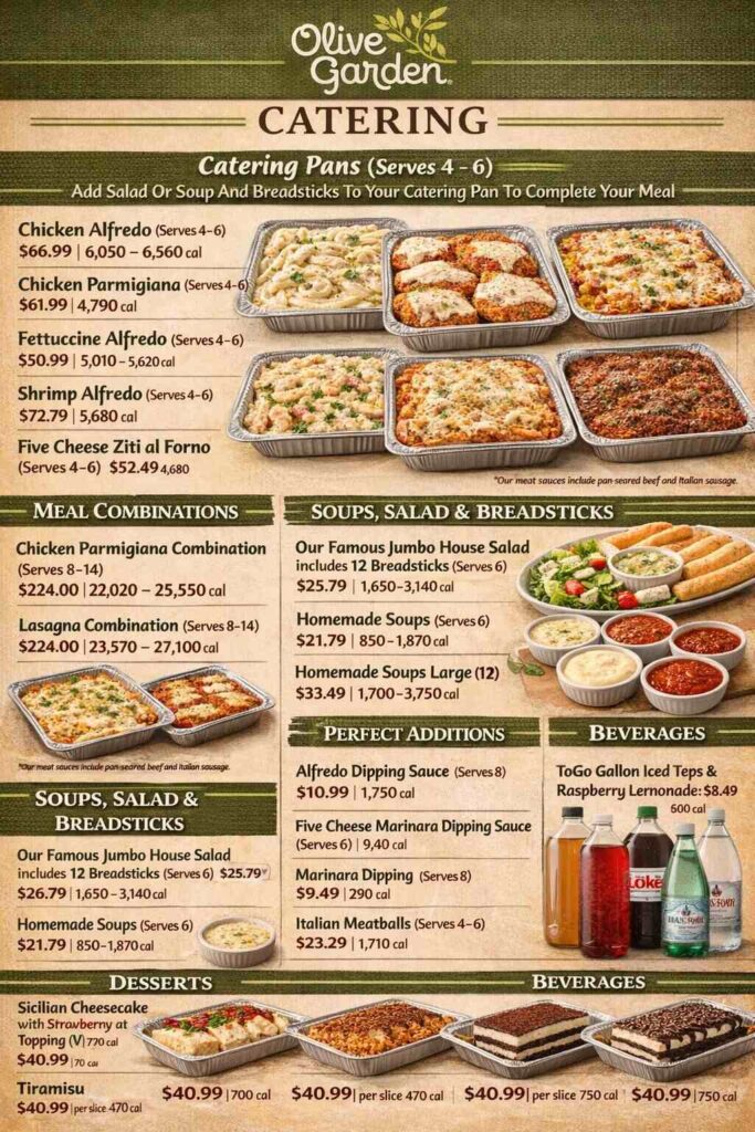 Olive Garden Catering Menu With Prices Updated 2026